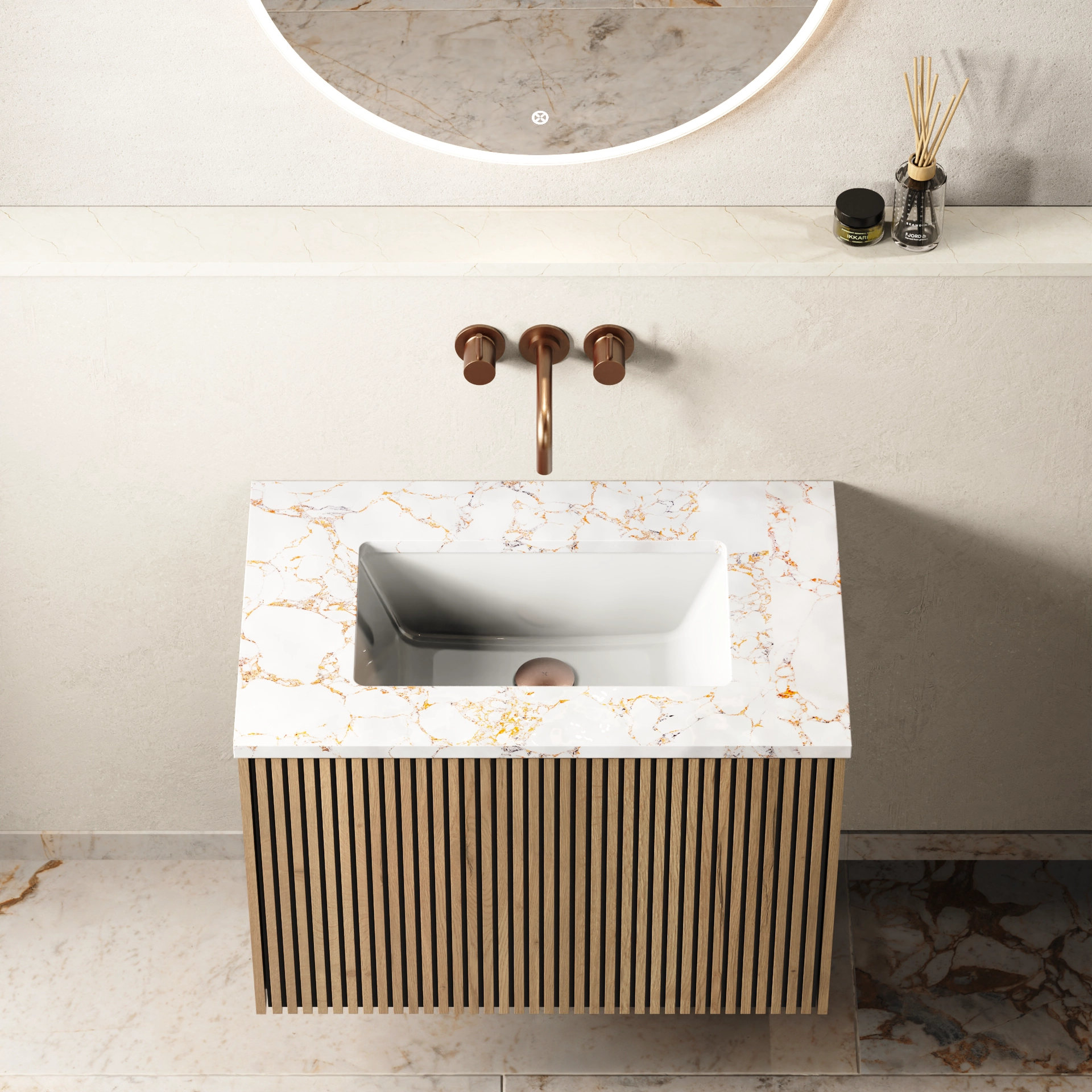 Torino B Hidden Basin 510 with Overflow White | Crosswater Bathrooms